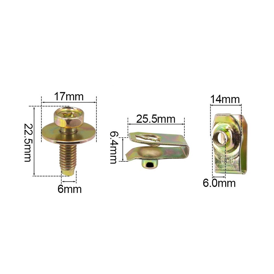 1set M6 Car Engine Parts Bumper Fender Fastener Rivet Bolt Screw Clips ...