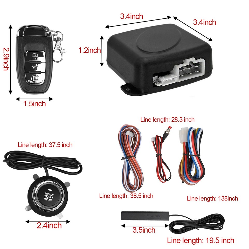 Car Engine Start Keyless Entry Alarm System Push Button Remote Starter ...