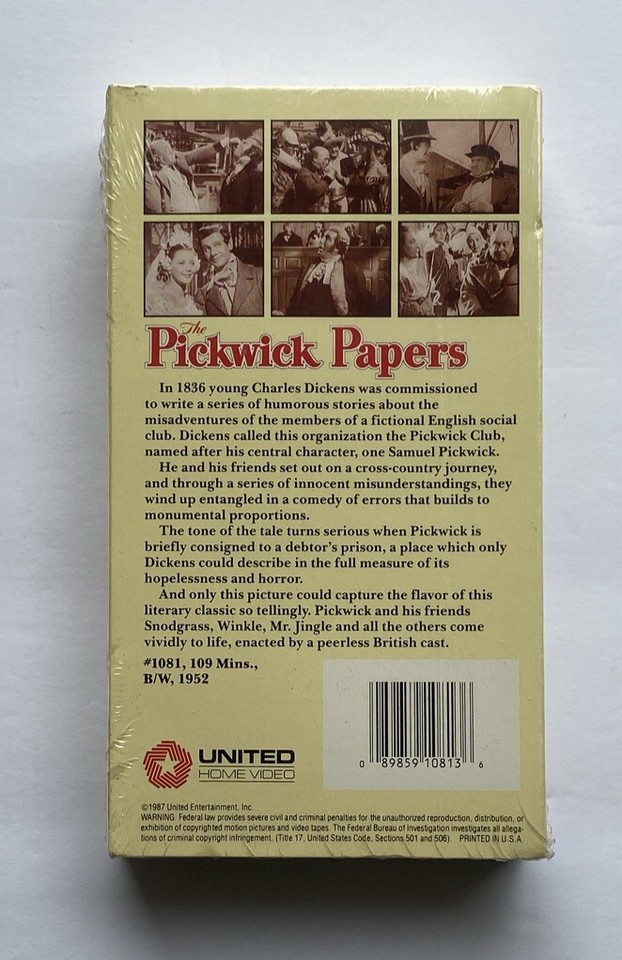 The Pickwick Papers (VHS, 1952/1991) 89859108136| eBay
