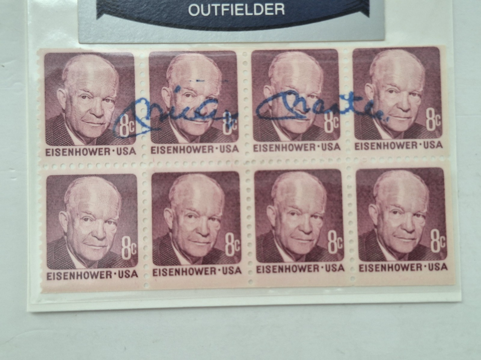 US #1395a 8c Eisenhower stamps w not authentic mickey mantle auto ...