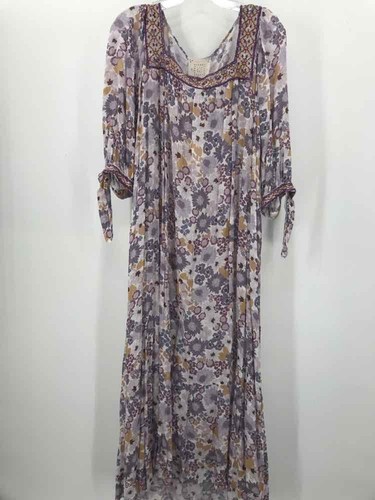 Pre-Owned Johnny Was Purple Size Medium Floral Maxi Long Sleeve Dress ...