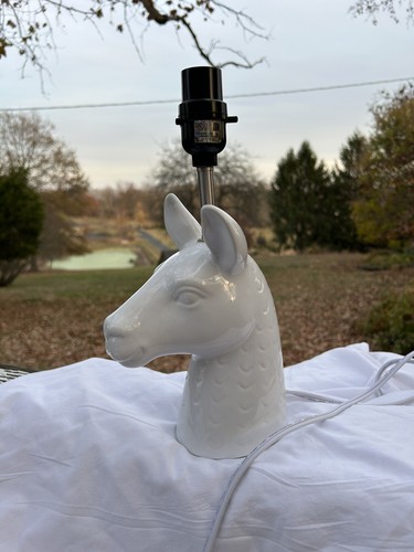 White Ceramic Llama Lamp No Shade Night Table Accent Light 308204481466 ...