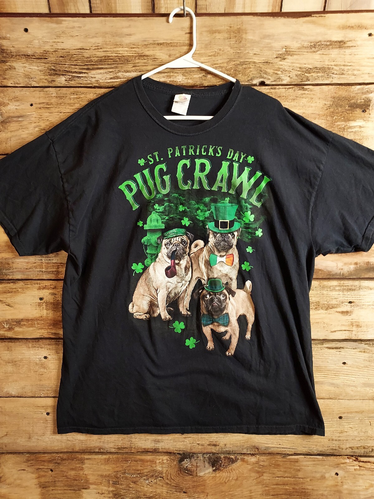Pug Shirt St. Patty's Day Pub Crawl 2XL /XL Black Grack T-shirt | eBay