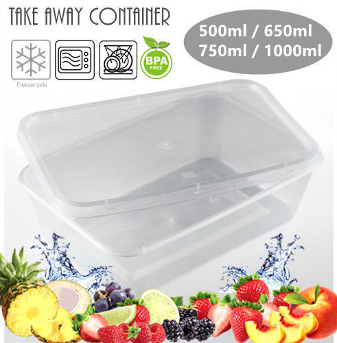 Take Away Containers & Lids Plastic Food Storage Disposable Bulk Lot ...