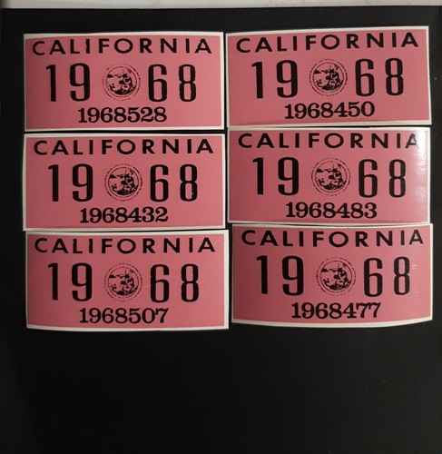 1968 California License Plate Registration Sticker, YOM, CA DMV | eBay