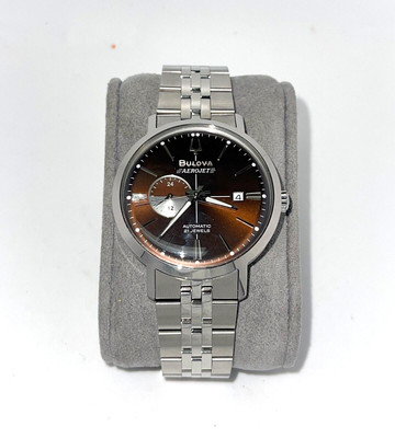 Men's Bulova Aerojet Automatic Steel Brown Dial Watch 96B375 New In Box ...