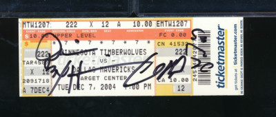 Dec 7 2004 Mavericks @ TWolves Ticket Dirk 34 pts Garnett 32 signed ...