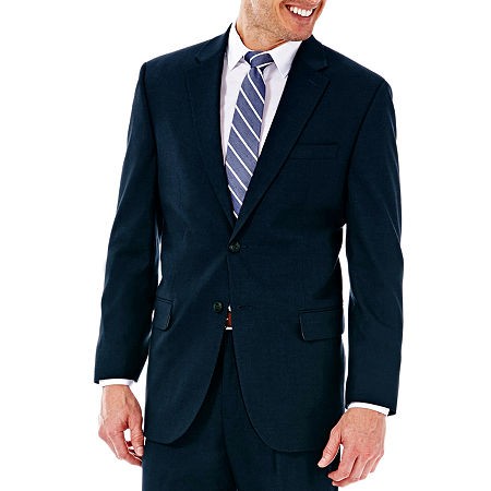 Haggar Mens Classic fit Suit Jacket Blazer 42 L Blue Solid Stretch ...