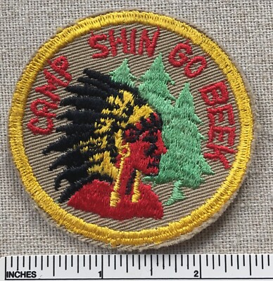 Vintage 1940s-50s CAMP SHIN GO BEEK Boy Scout Pocket PATCH Indian Chief ...