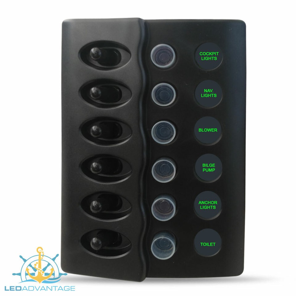 12V 24V Marine 6 Gang Waterproof LED Boat Switch Panel + Circuit ...
