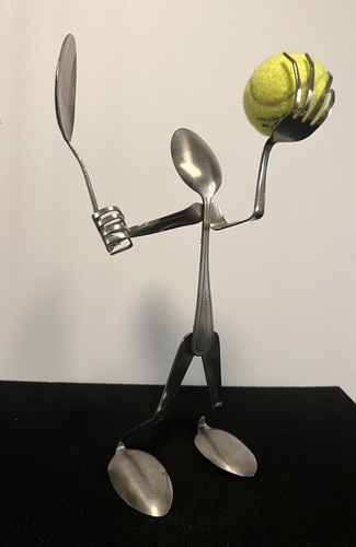 Vintage fork spoon forked up art sculpture man Playing Tennis Art 13 ...