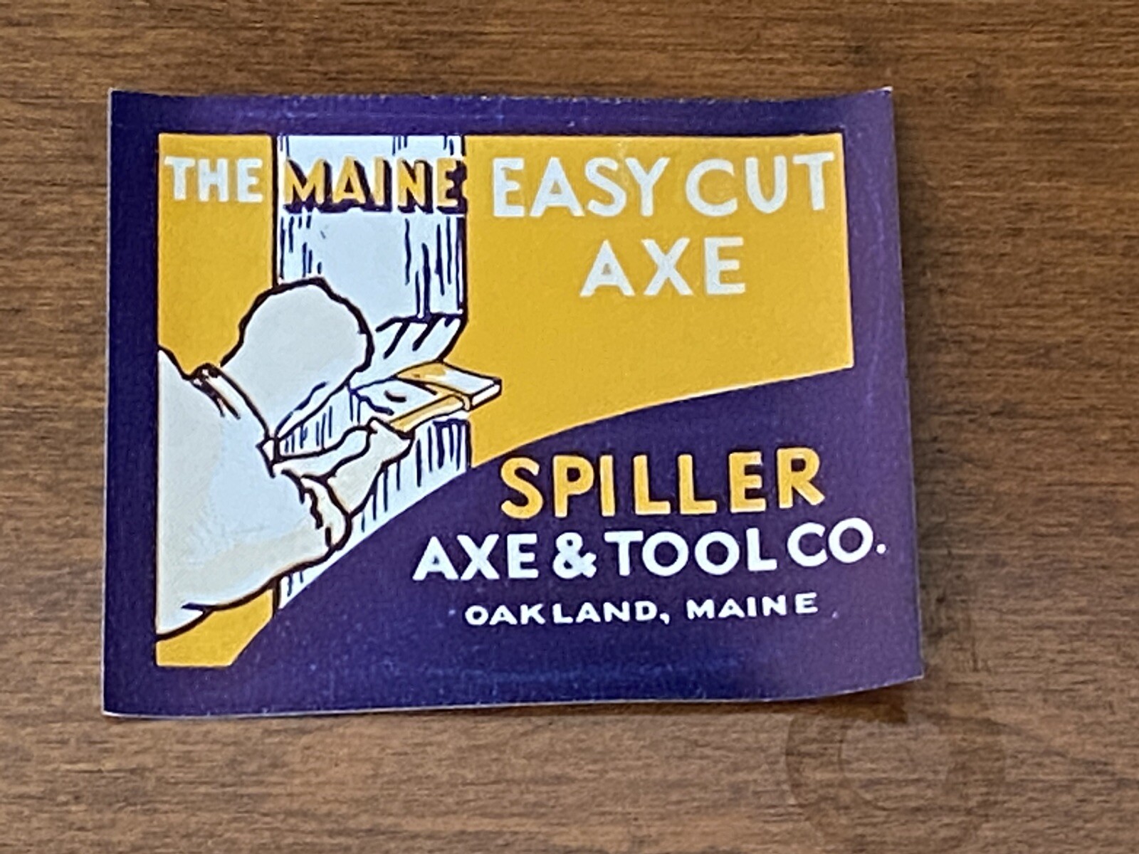 Axe Label NOS Maine Easy Cut Spiller Axe & Tool Co Oakland Maine ME | eBay