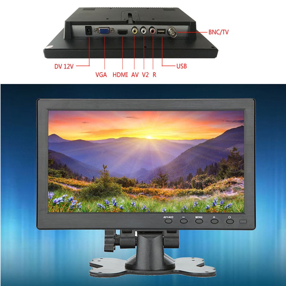 10.1" TFT LCD CCTV Monitor Screen HDMI/BNC/AV/VGA for Car/Security/PC ...