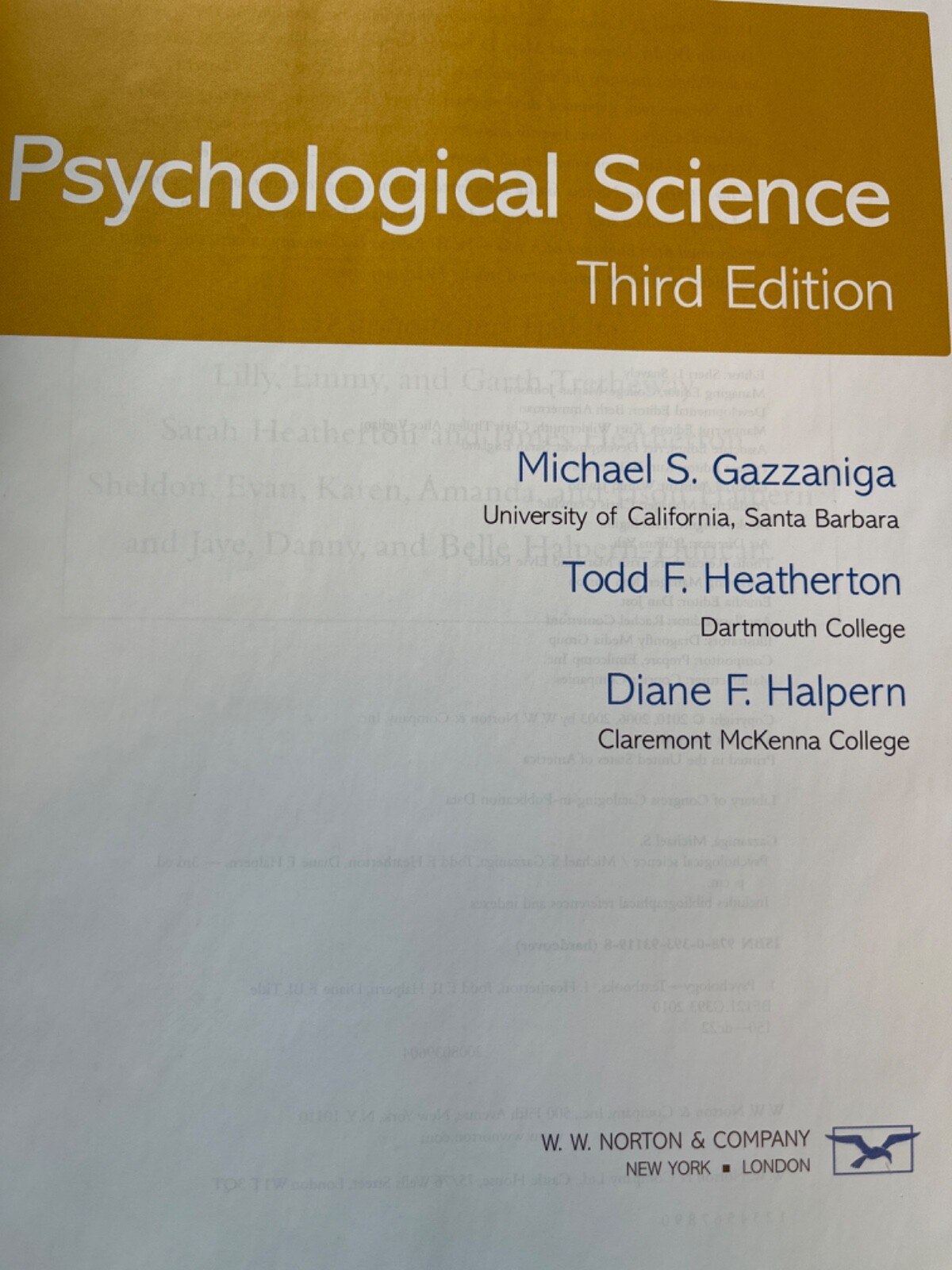 Psychological Science by Michael S. Gazzaniga, Diane Halpern, Diane F ...