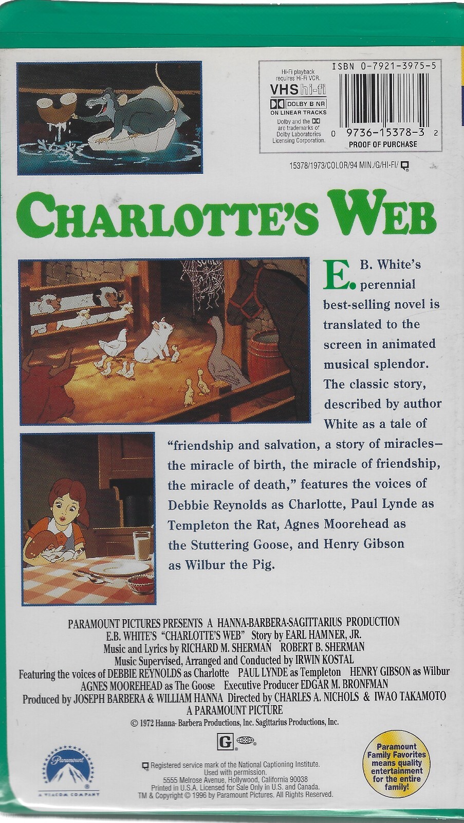 Charlottes Web - (VHS, 1972) - Hanna Barbera Productions. 97361537832| eBay