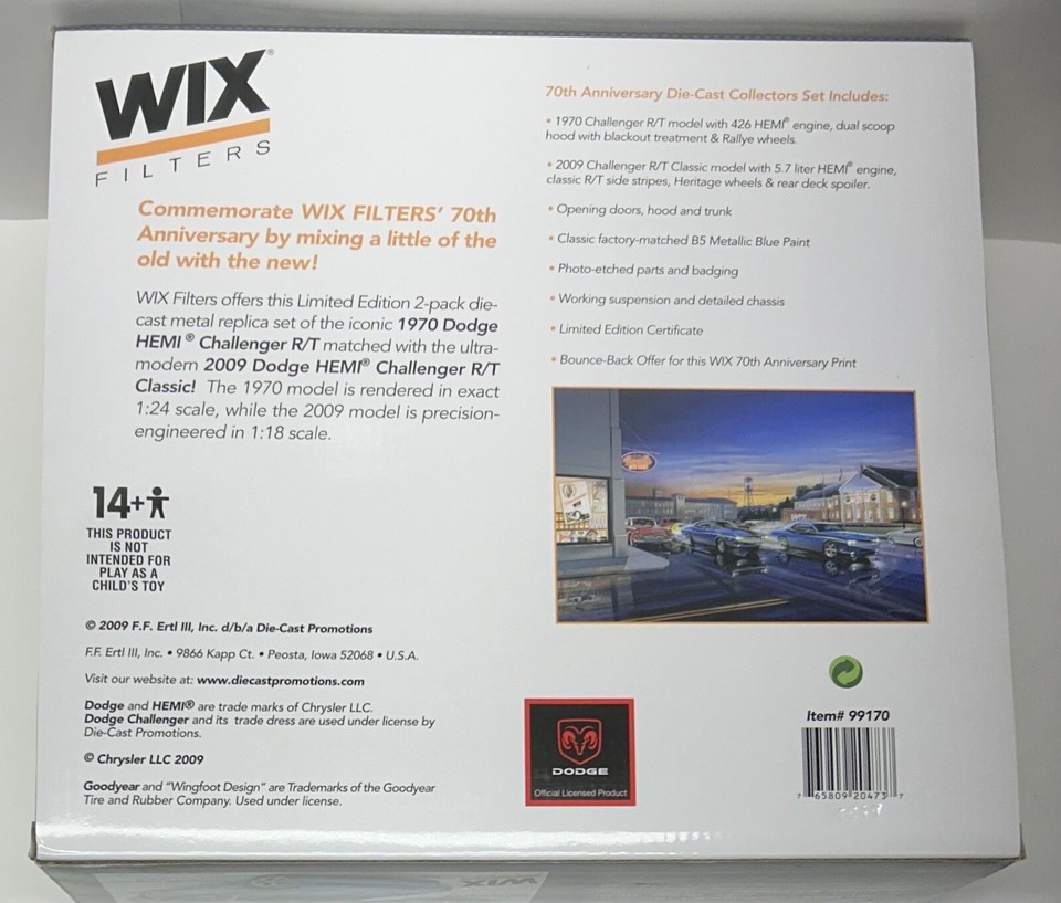 WIX FILTERS 70th ANNIV. COMMEMORATIVE DIE-CAST COLLECTOR SET - 2-CAR ...
