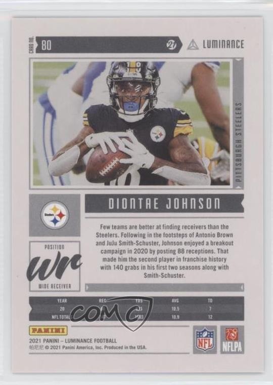 2021 Panini Luminance Gold /299 Diontae Johnson #80 | eBay