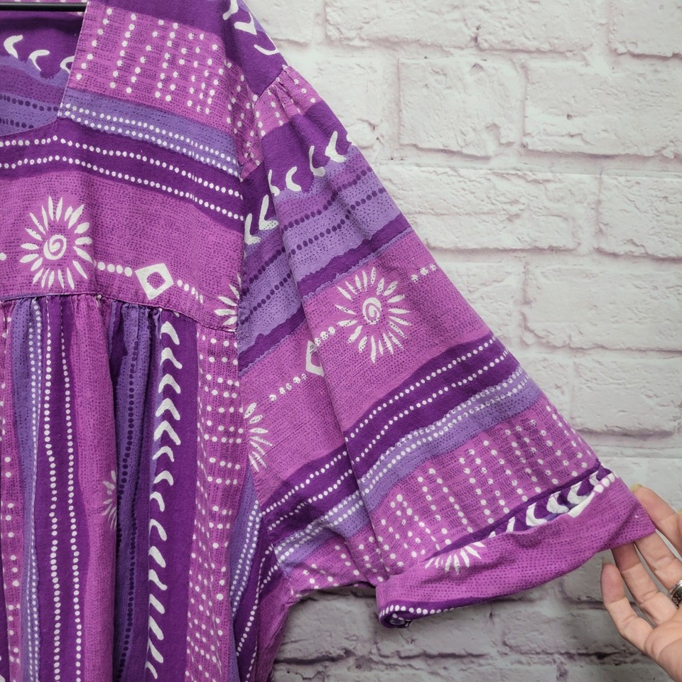 Purple Boho House Dress Muumuu Size 3X+ Lounge Patio Nightgown Hippie ...