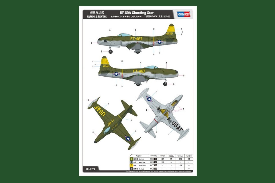LOCKHEED RF-80A SHOOTING STAR U.S.A.F. - HOBBY BOSS 1/48 PLASTIC KIT | eBay