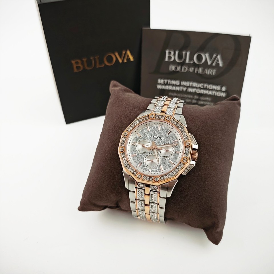 Bulova Crystal Octava 41.5mm Gold Silver Two-Tone Men's Quartz Watch ...