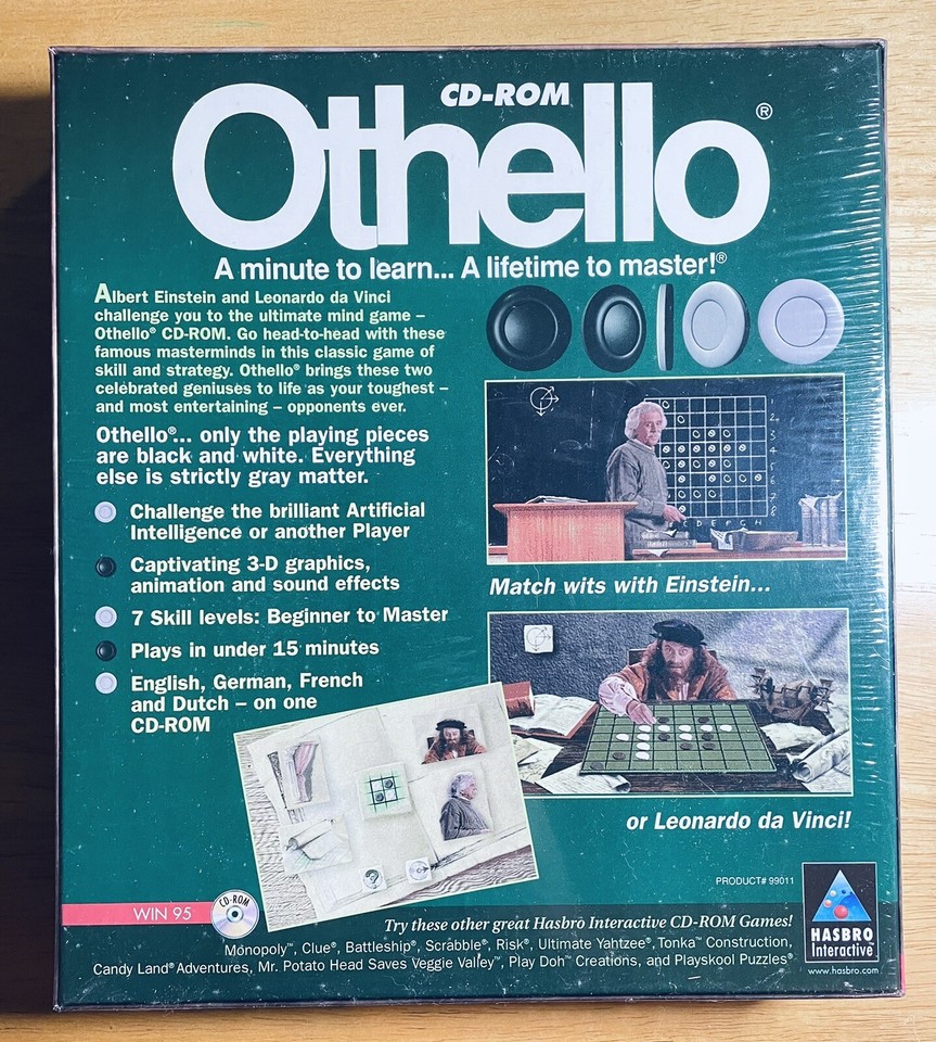 Othello CD-ROM (PC, 1996) Win 95 Hasbro Interactive Big box sealed ...