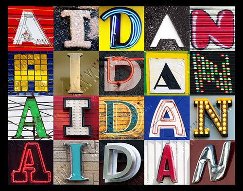AIDAN Name Poster featuring photos of actual sign letters | eBay