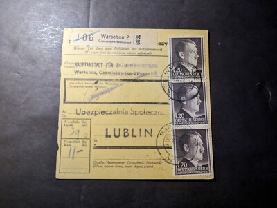 1943 Germany General Government Poland Parcel Receipt Cover Warsaw to ...