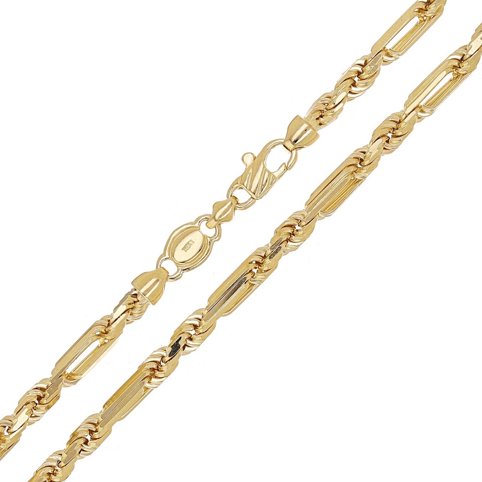 Italian 14k Yellow Gold Solid Milano Figaro Rope Chain Necklace 20" 4mm ...