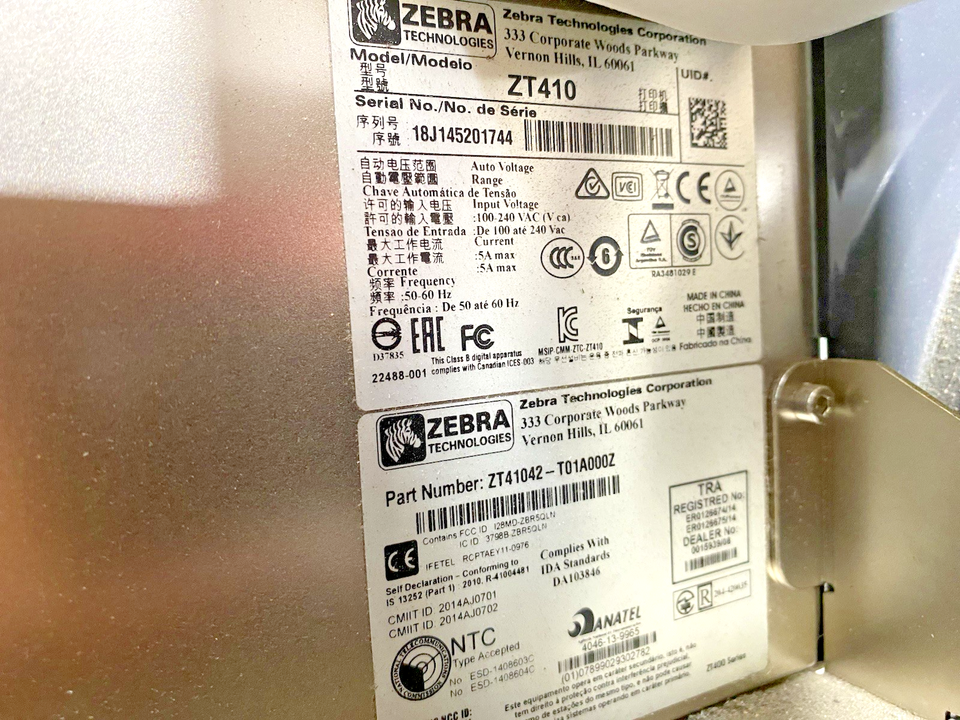 Zebra ZT410 Direct Thermal USB Ethernet Barcode Label Printer | eBay