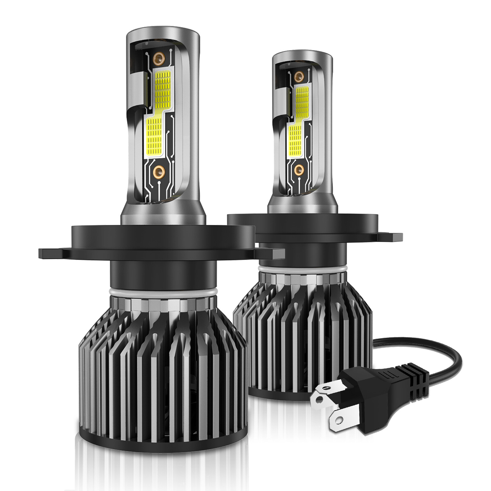 H4 9003 LED Headlights High Low Beam Bulb 100W 6000K Bright White ...