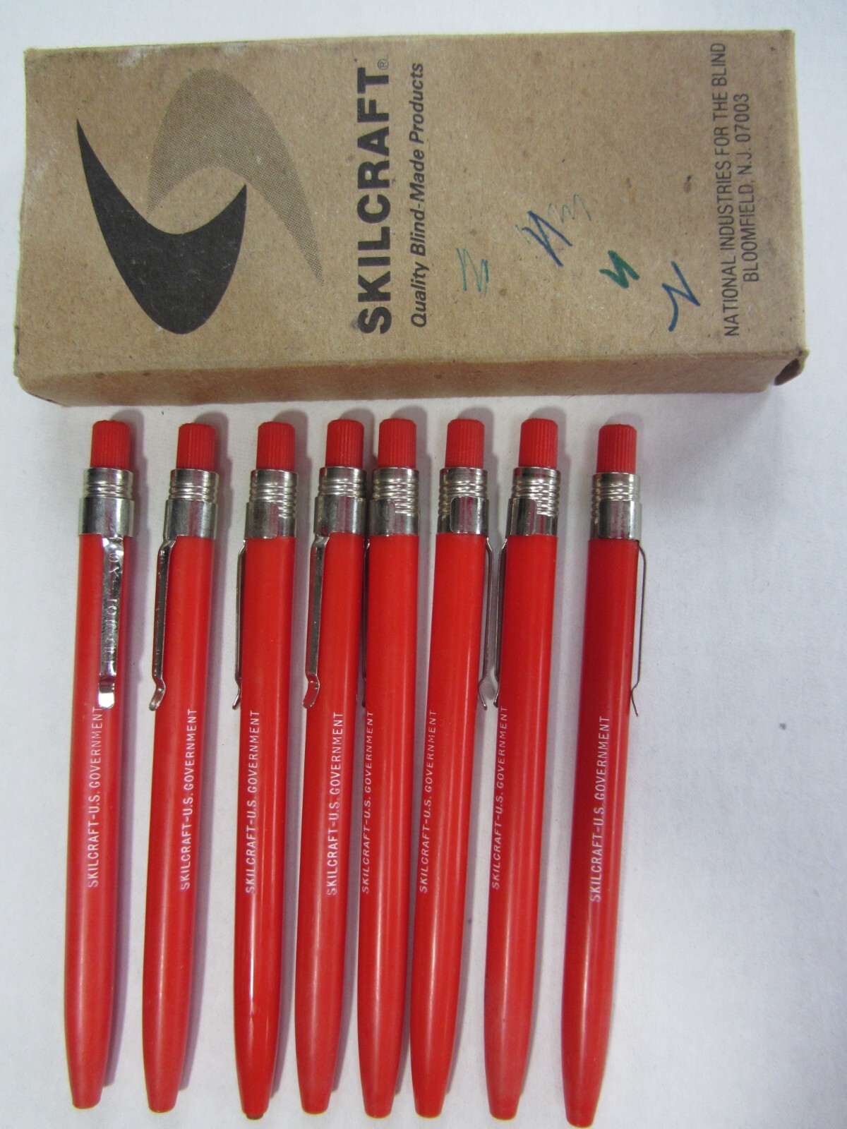 8 Vintage SKILCRAFT US Government China Marker Wax Pencil Pen Red | eBay