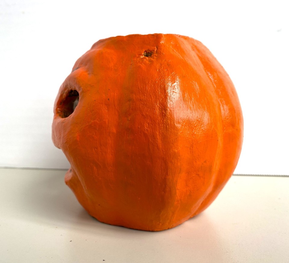 Vintage Orange 4" Smiley Boy Paper Mache Halloween Pumpkin Jack O ...