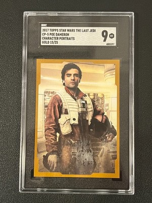 Poe Dameron 2017 Topps Star Wars Last Jedi Gold /25 Character Portraits ...
