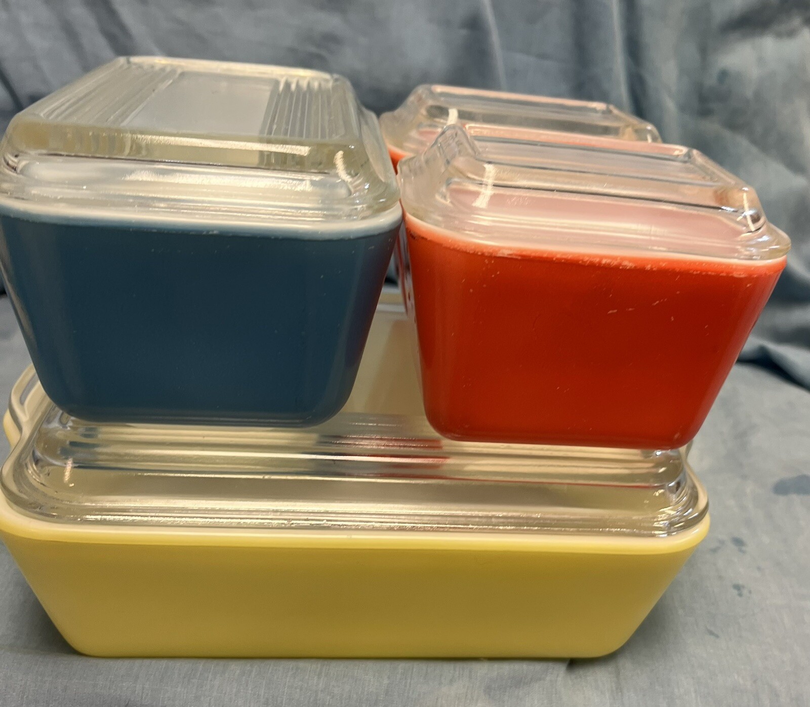 Vintage Pyrex Primary Colors Refrigerator Dish Set 501, 502, 503 ...