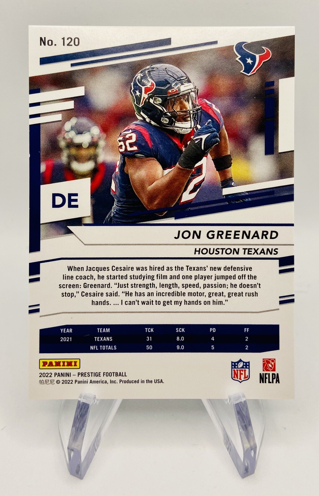 Jon Greenard 2022 Prestige #120 Premium Xtra Points Platinum /25 ...
