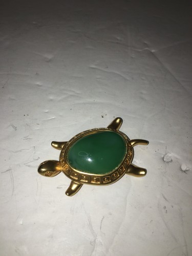 vintage Gold colored Turtle Brooch with Green Jem Shell Avon | eBay