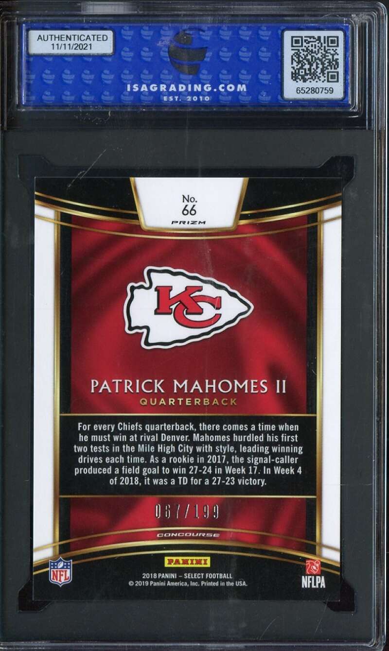 2018 Panini Select - Concourse Tri-Color Prizm #66 Patrick Mahomes II ...