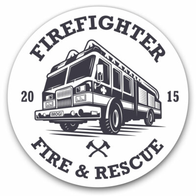 2 x Vinyl Stickers 7.5cm - Firefighter Fire & Rescue Truck Cool Gift ...