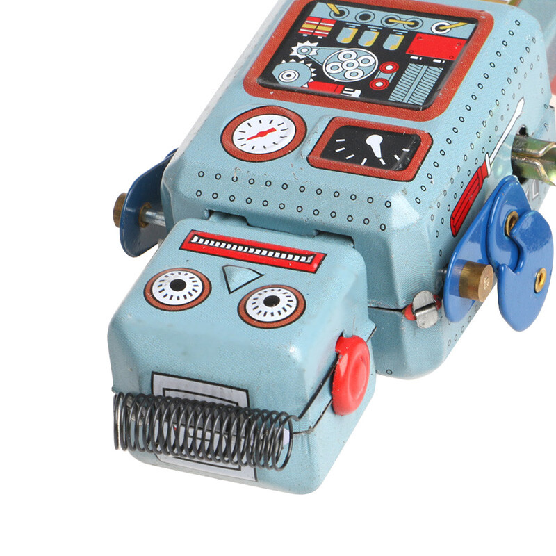 Vintage Mechanical Clockwork Wind Up Walking Robot Tin Toy Kids ...