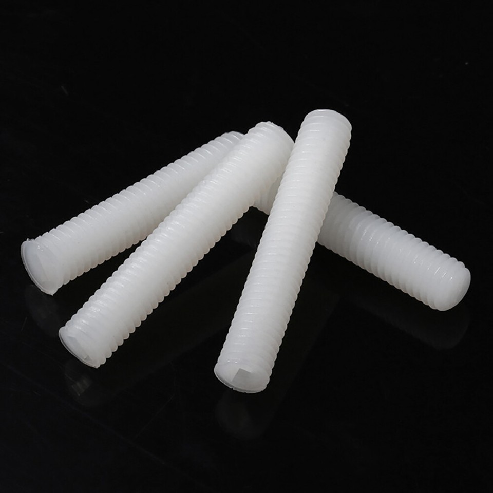 M3 M4 M5 M6 M8 M10 M12 Plastic Slotted Flat Point Grub Screws Nylon Set ...