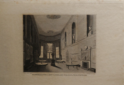 1826 ANTIQUE CHELTENHAM PRINT DUFFIELD & WELLER'S LITERARY SALOON | eBay
