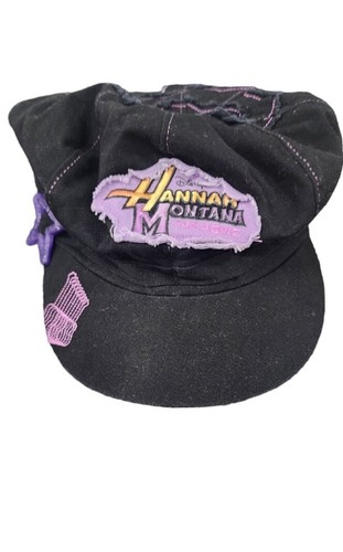 Disney Hannah Montana Hat One Size Black Silver Cadet Cap Miley Cyrus ...