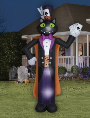 Halloween Giant Magic Cat Airblown Yard Inflatable, 10 ft, by Way To ...