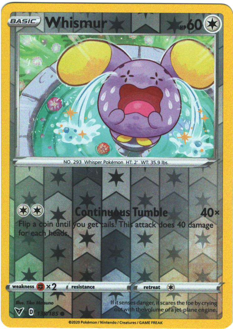 Whismur 135/185 Vivid Voltage Reverse Holo Common Pokemon Card Pokémon ...