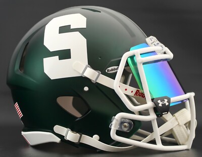 MICHIGAN STATE SPARTANS Gameday REPLICA Football Helmet w/ UA GREEN Eye ...
