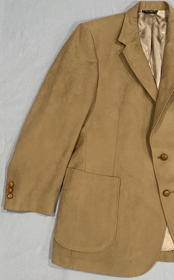 GALLERY BY HAGGAR Men’s Jacket Blazer Sport Coat 46 Beige Faux Suede ...