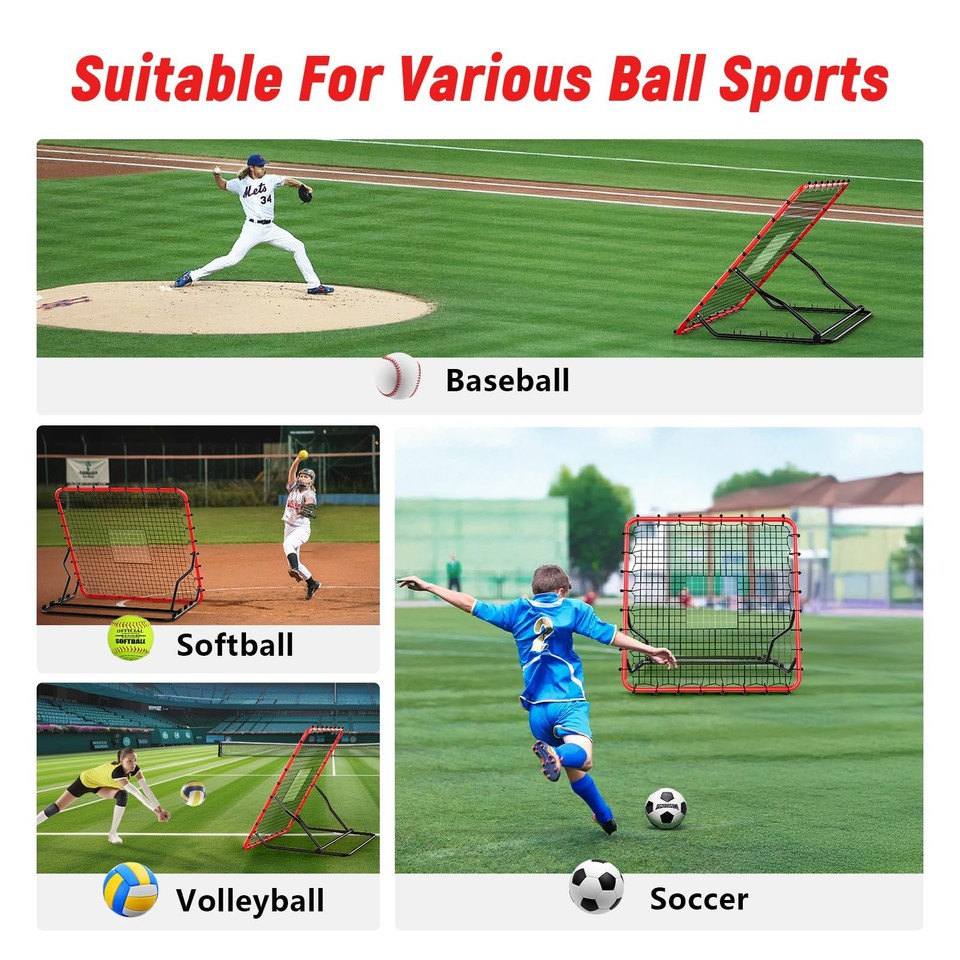 Baseball Rebounder,4x4.5FT Soccer Rebounder with 4 Adjustable Angles ...