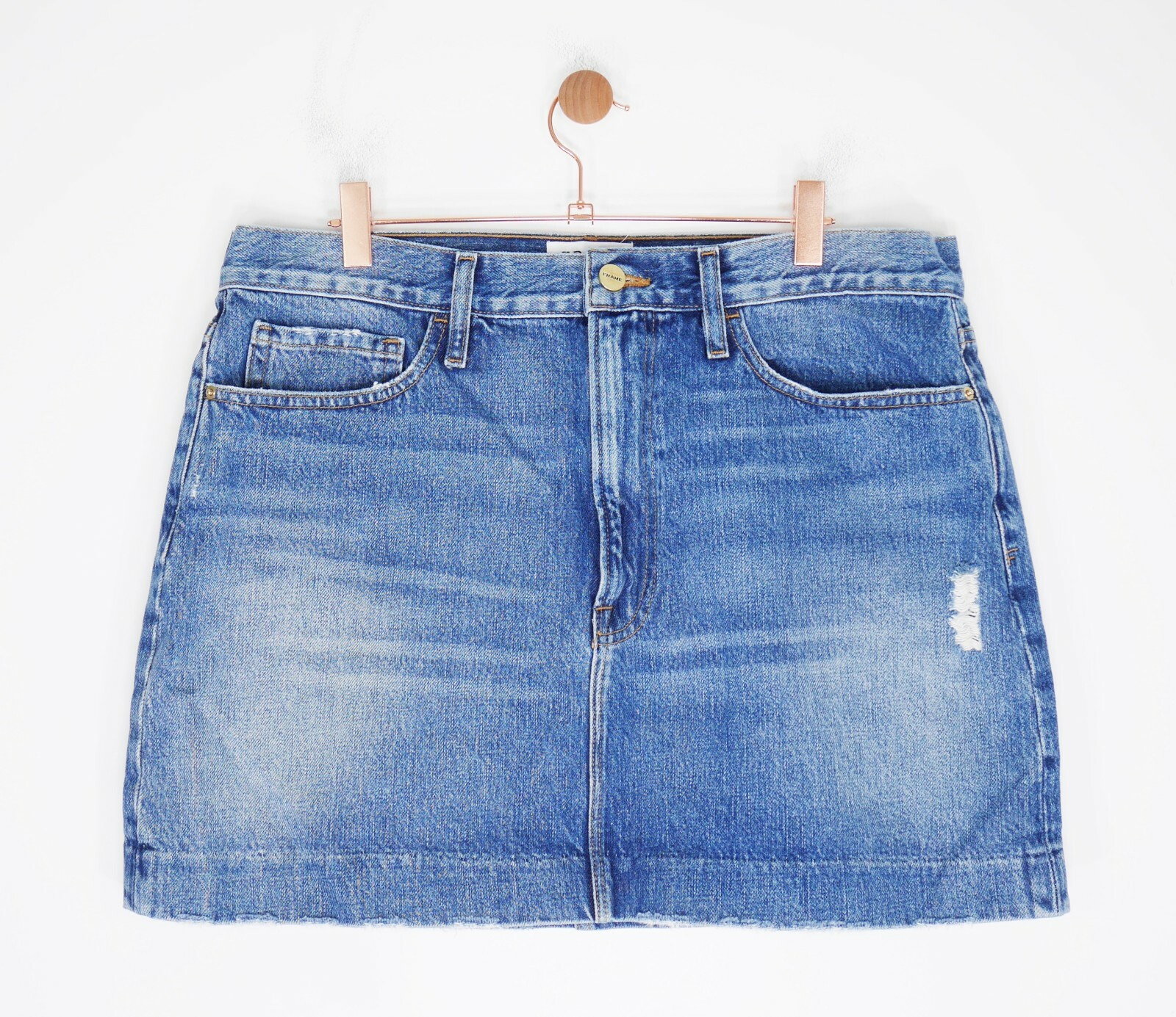 FRAME Le Mini Blind Stitch Denim Skirt in Kildare - S… - Gem