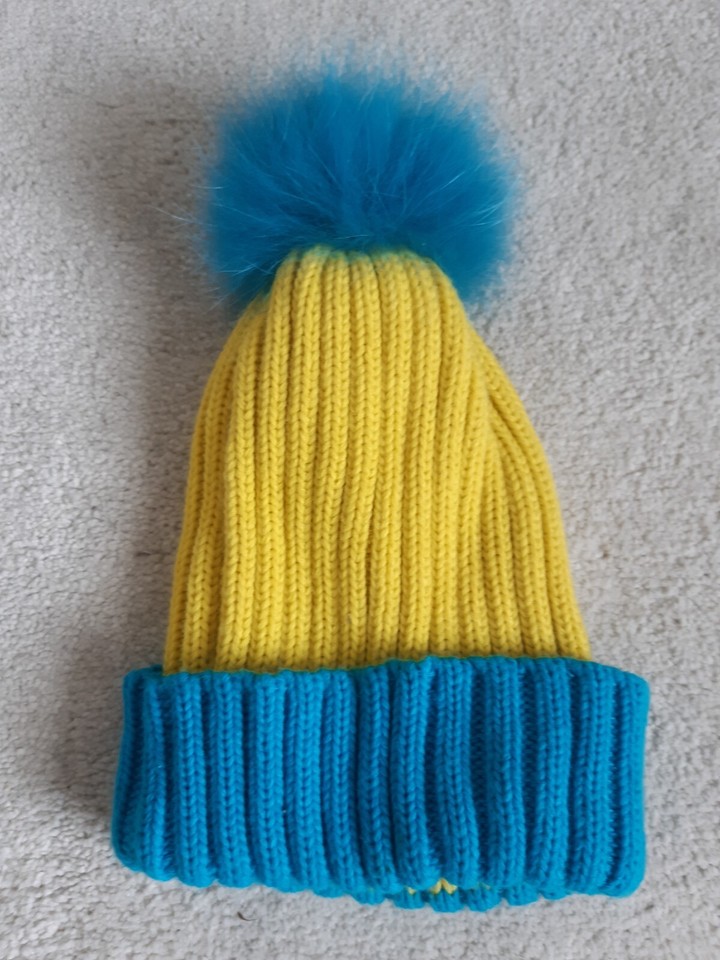 New CMP Italian Ski Woolly Woollen Hat Womens Bright Blue & Yellow ...
