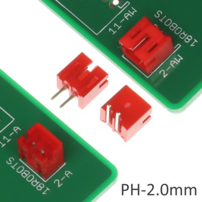 PH 2.0mm PCB Socket Red 2-Pin (2P) Crimp Connector B2W (JST PH Style ...